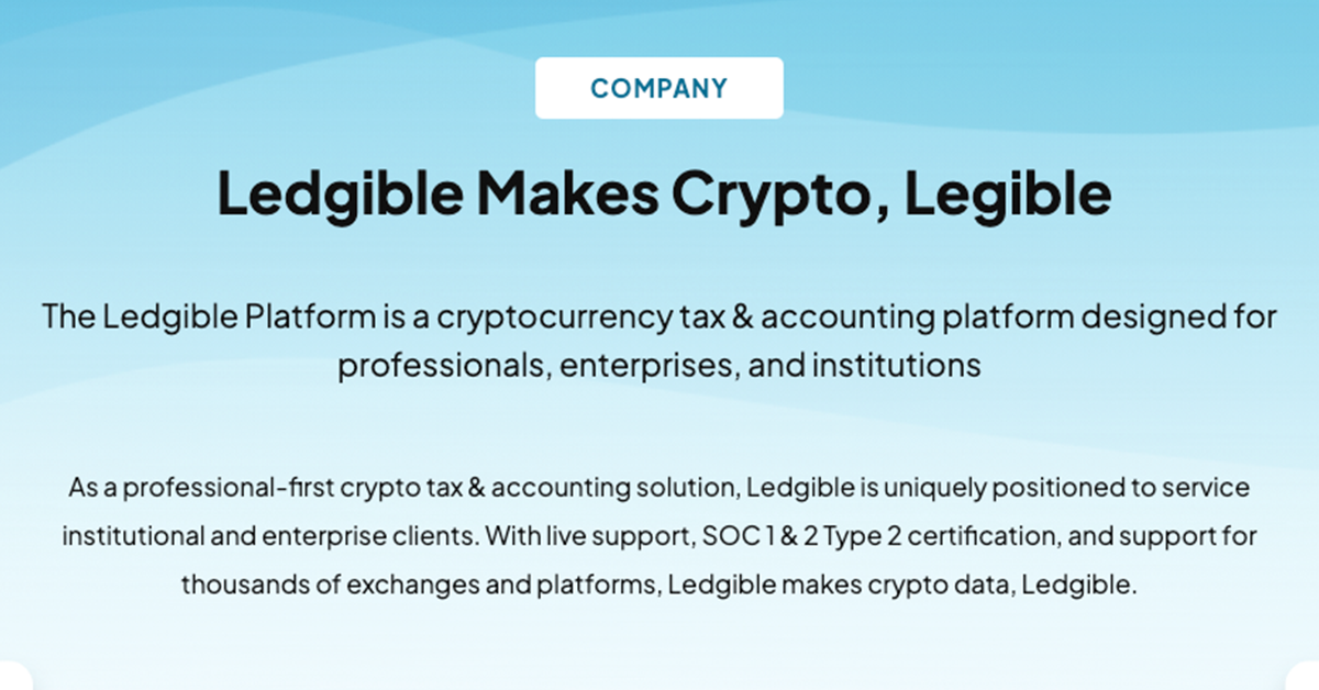 Our Company | Ledgible Crypto Tax & Accounting